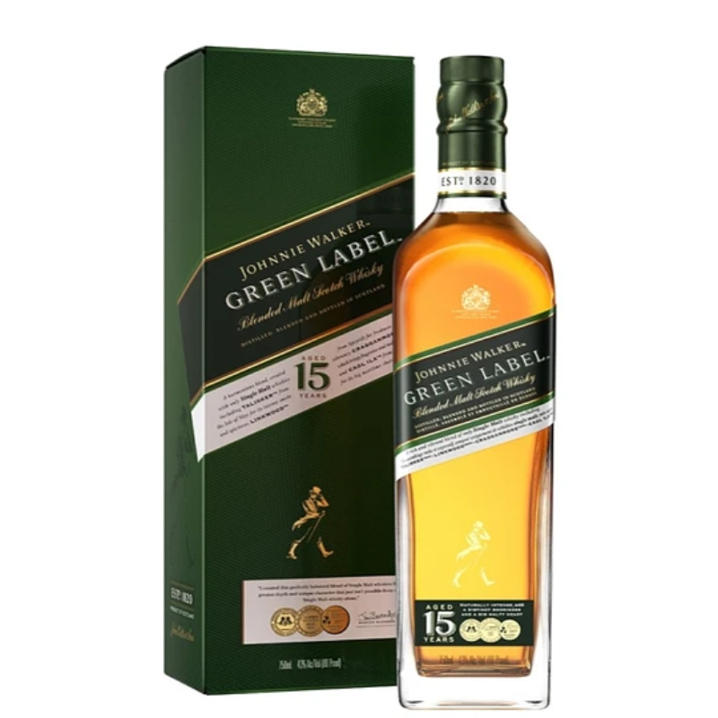 Whisky Johnnie Walker Green Label Blended Malt Scotch Whisky 15 años 7