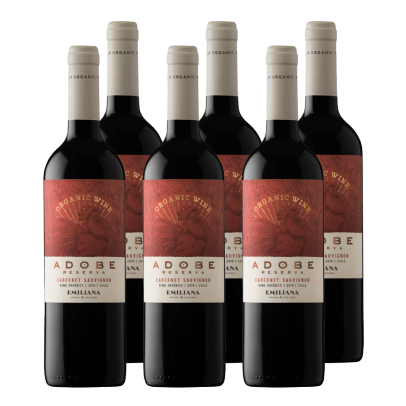 x6 Vino Adobe Emiliana Reserva Orgánico Cabernet Sauvignon 750cc (3.89