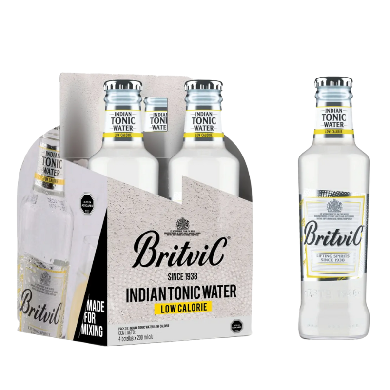Agua Tonica Britvic Indian Tonic Water Low Calorie 200ml x4
